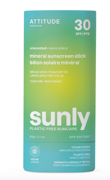 Attitude Sunly Unscented SPF 30 Mineral Sunscreen Stick 2.1 oz – Byrd's ...